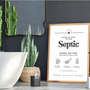 Airbnb Septic Sign | Printable Septic Rules Sign | Editable Canva ...