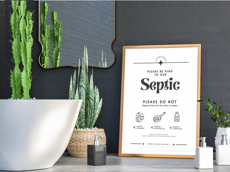 Airbnb Septic Sign | Printable Septic Rules Sign | Editable Canva ...