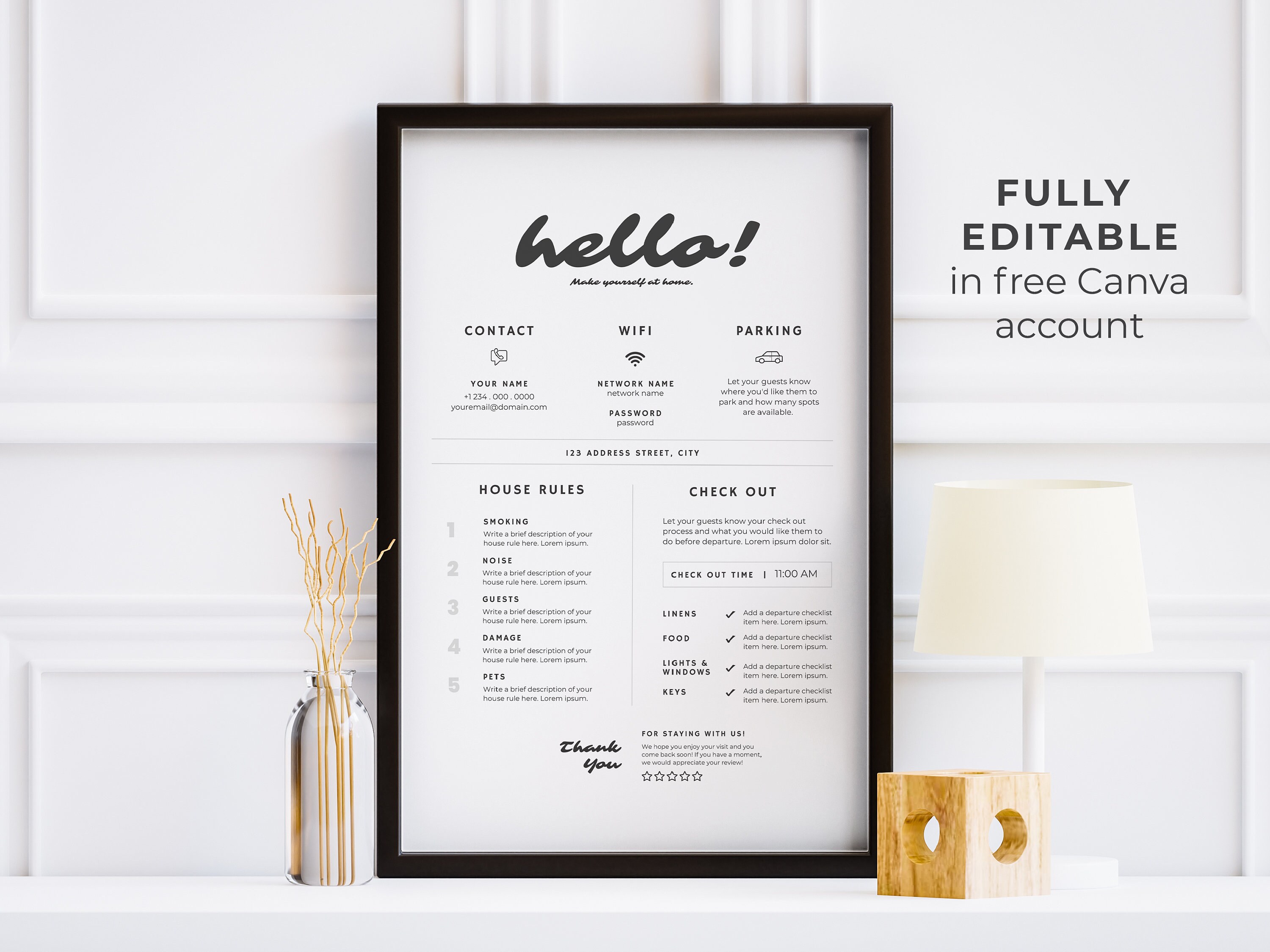 Airbnb Welcome Poster Template | Canva Template | Modern Welcome Sign ...