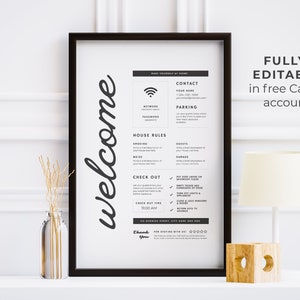 Airbnb Welcome Poster Template | Canva Template | Airbnb Welcome Sign ...