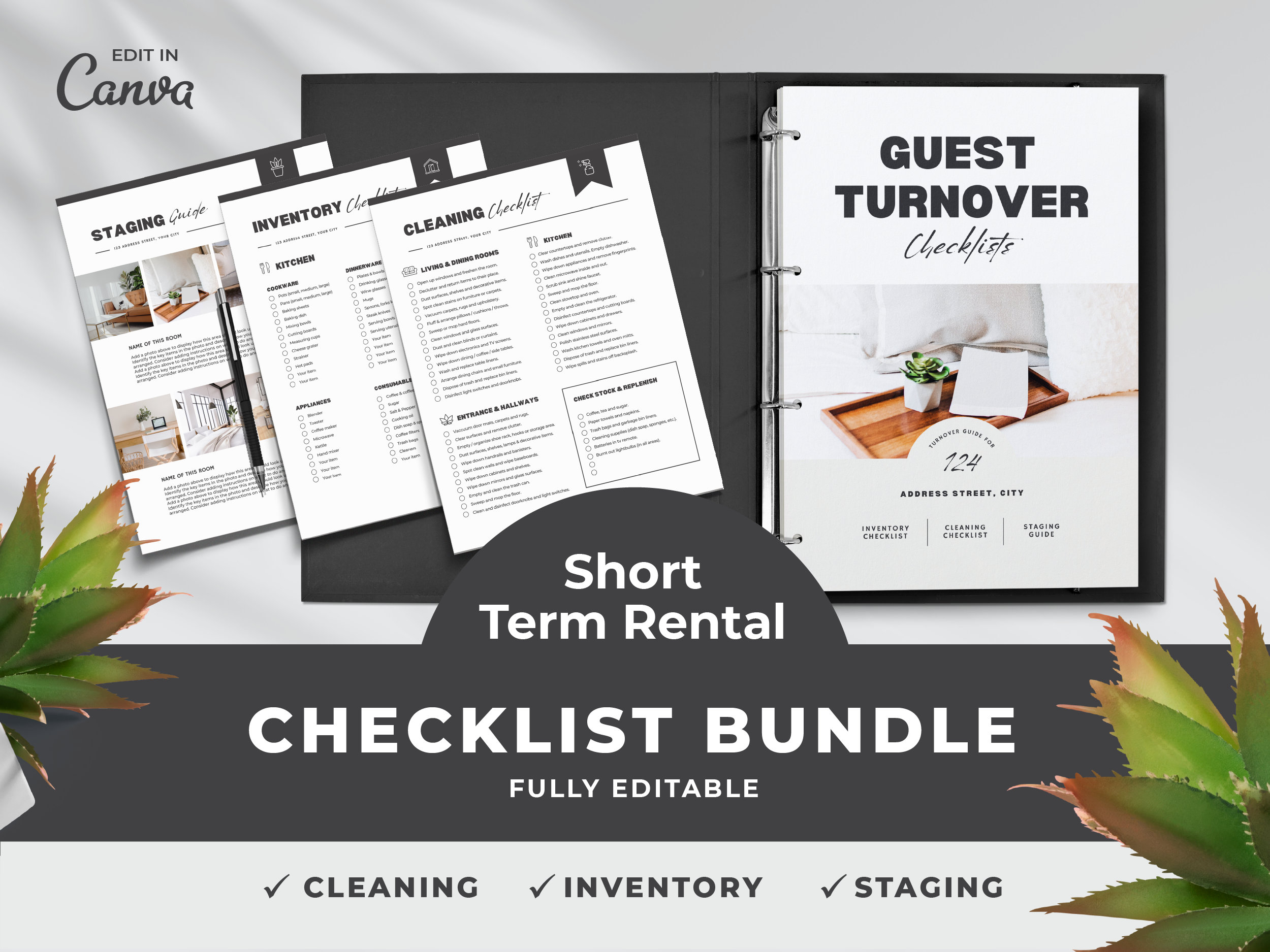 Airbnb Checklist Template Bundle Guest Turnover Binder Property ...