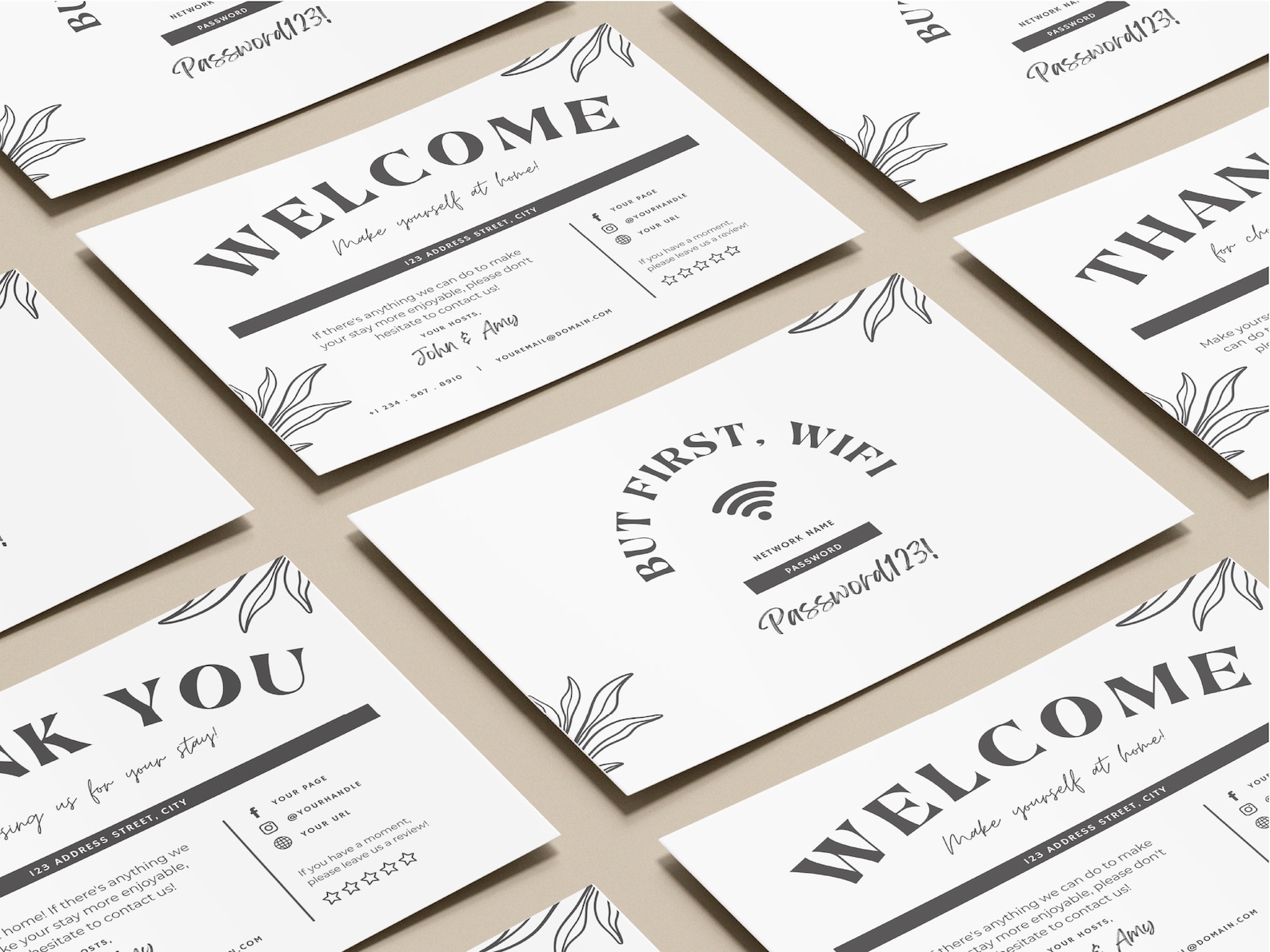 Airbnb Welcome Card | Editable Canva Template | Airbnb Welcome Sign ...