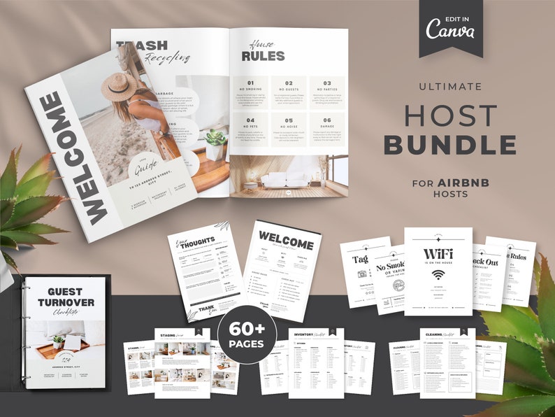 Airbnb Host Bundle | Editable Canva Template | Modern | Airbnb Welcome ...