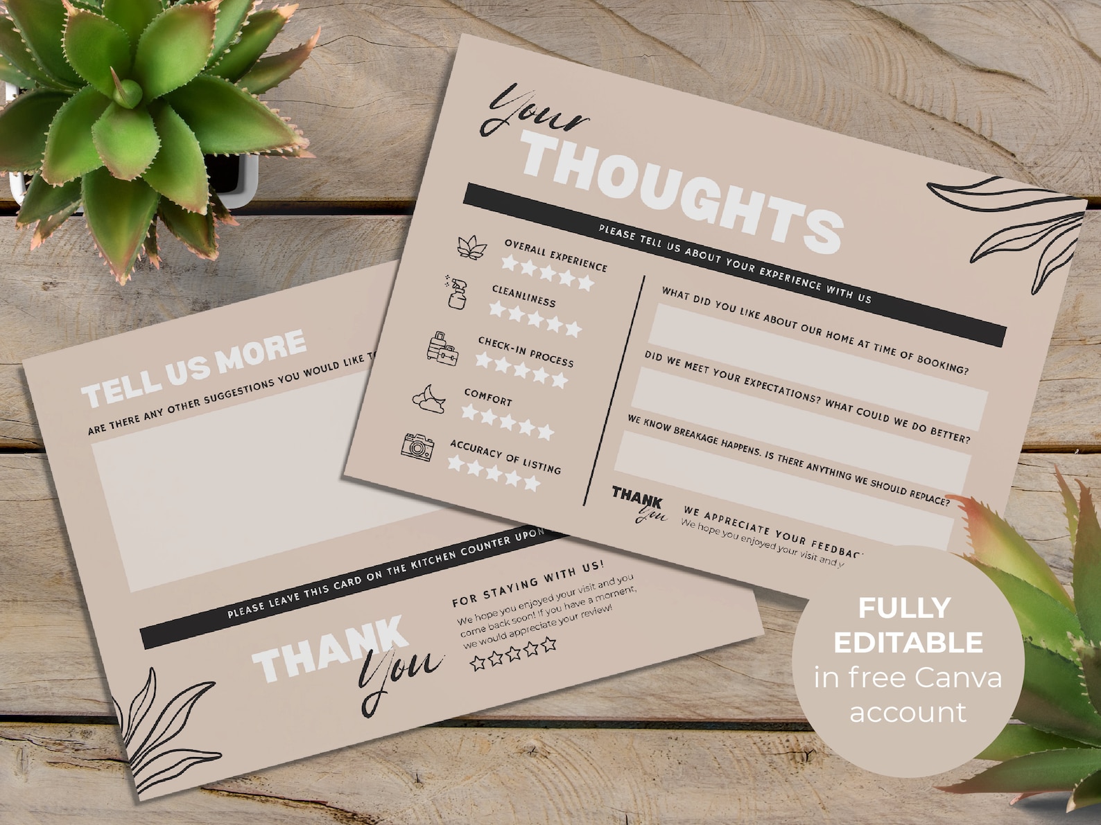 Airbnb Feedback Card | Editable Canva Template | Airbnb Comment Card ...