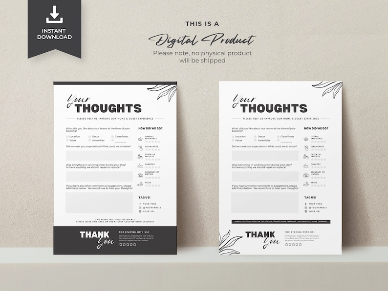 Airbnb Guest Feedback Form Editable Canva Template Comment - Etsy