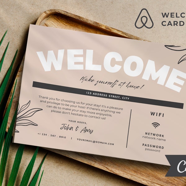 Hotel Welcome Card - Etsy