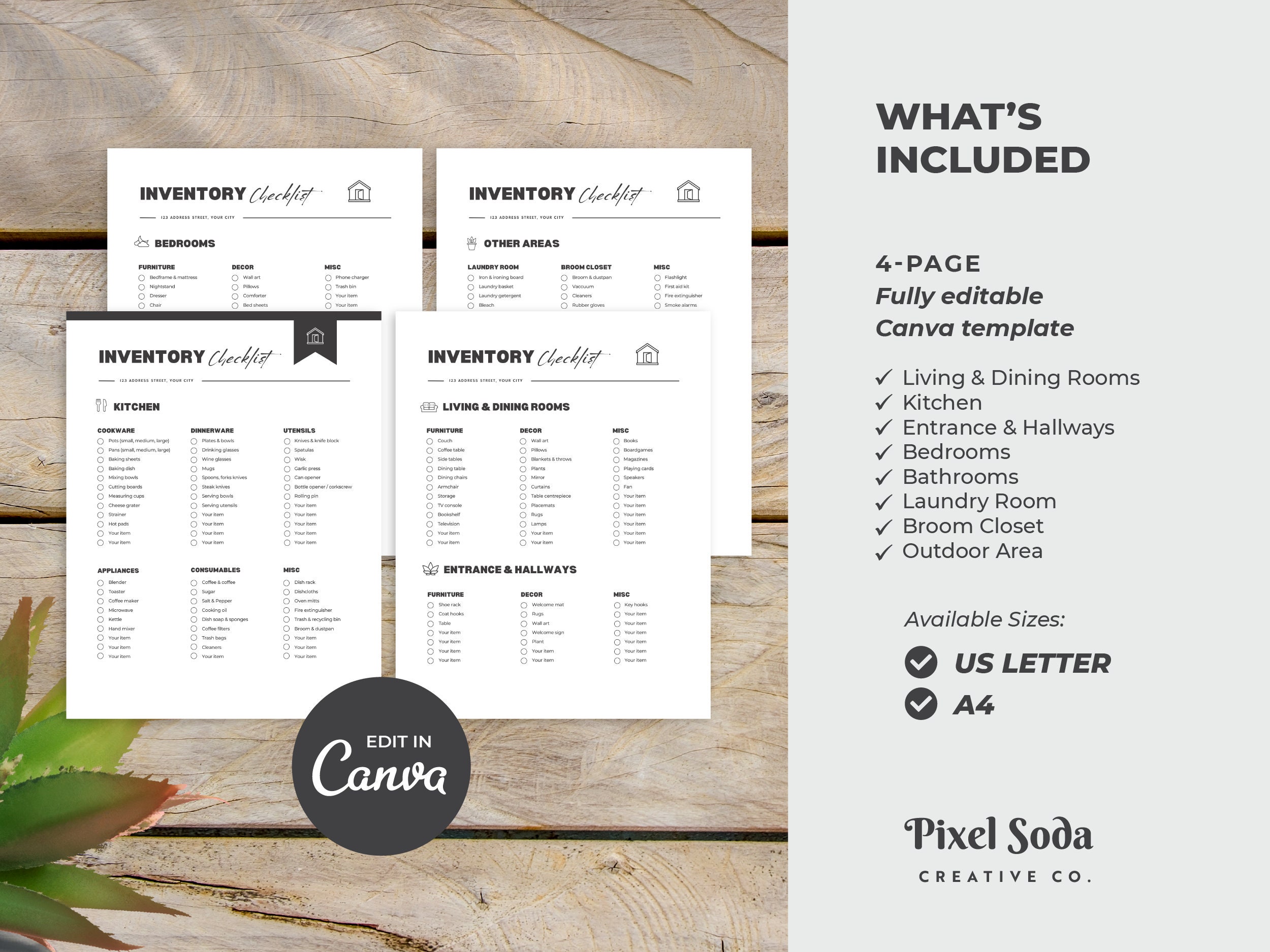 Airbnb Inventory Checklist Editable Canva Template Rental - Etsy