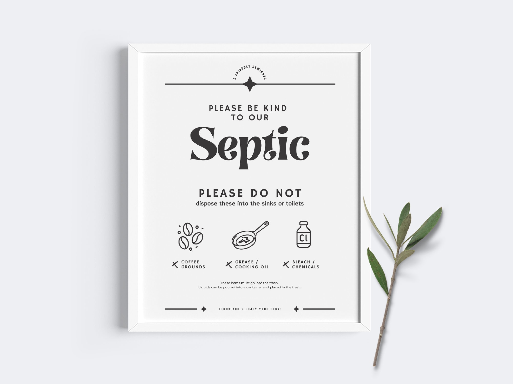 Airbnb Septic Sign | Printable Septic Rules Sign | Editable Canva ...
