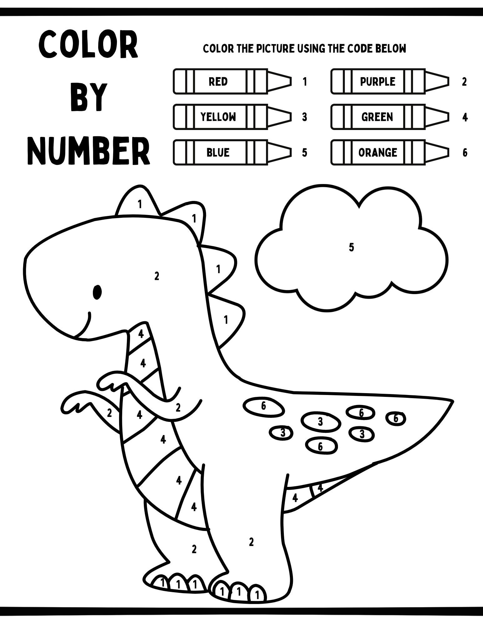 Printable Color by Number Worksheet, Pre-k Education Exercises, Summer ...