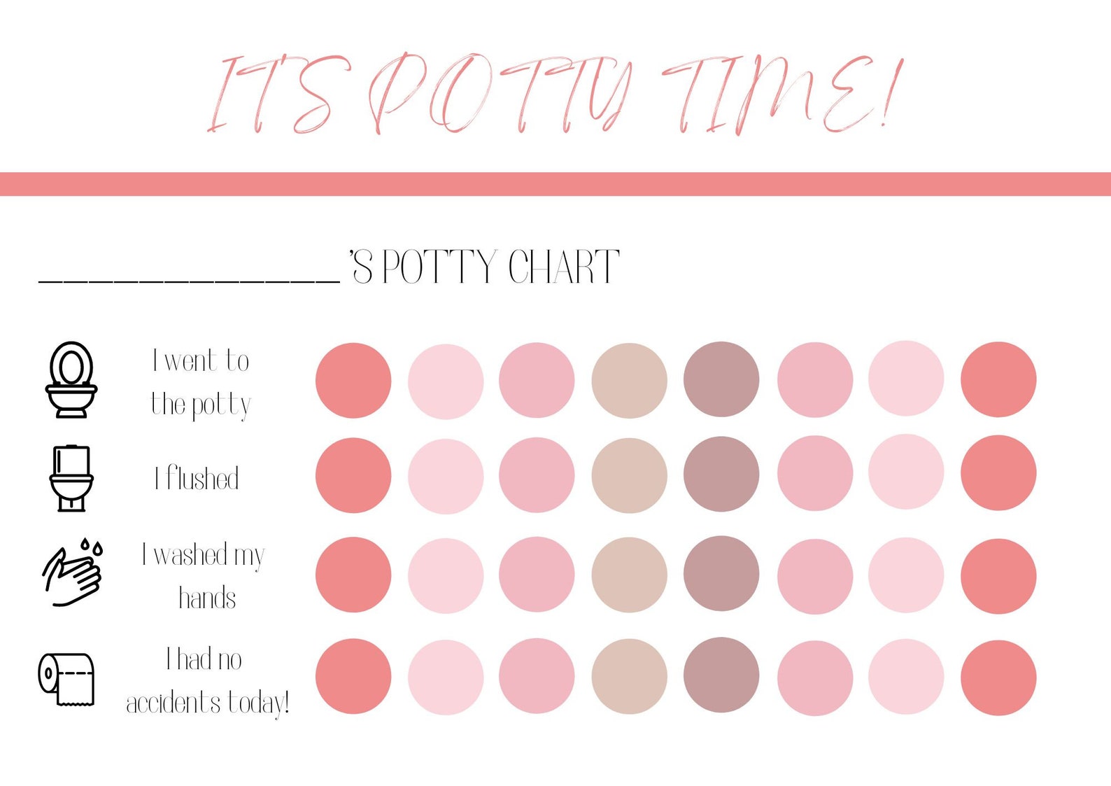 Printable Potty Training Chart Fun Bathroom Achievement - Etsy