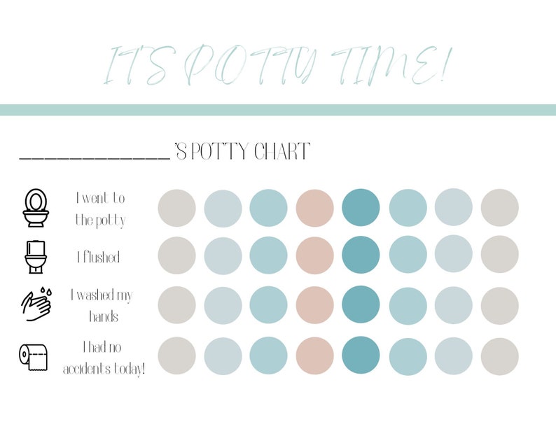 Printable Potty Training Chart, Fun Bathroom Achievement Chart ...