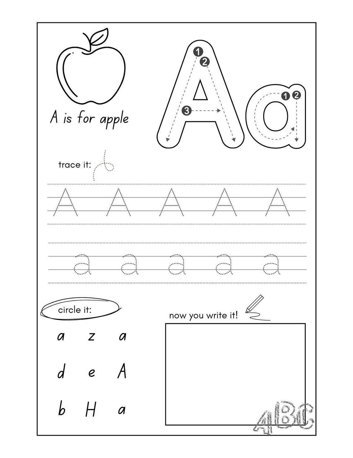 Printable Fun ABC Coloring Writing Practice Exercises for - Etsy