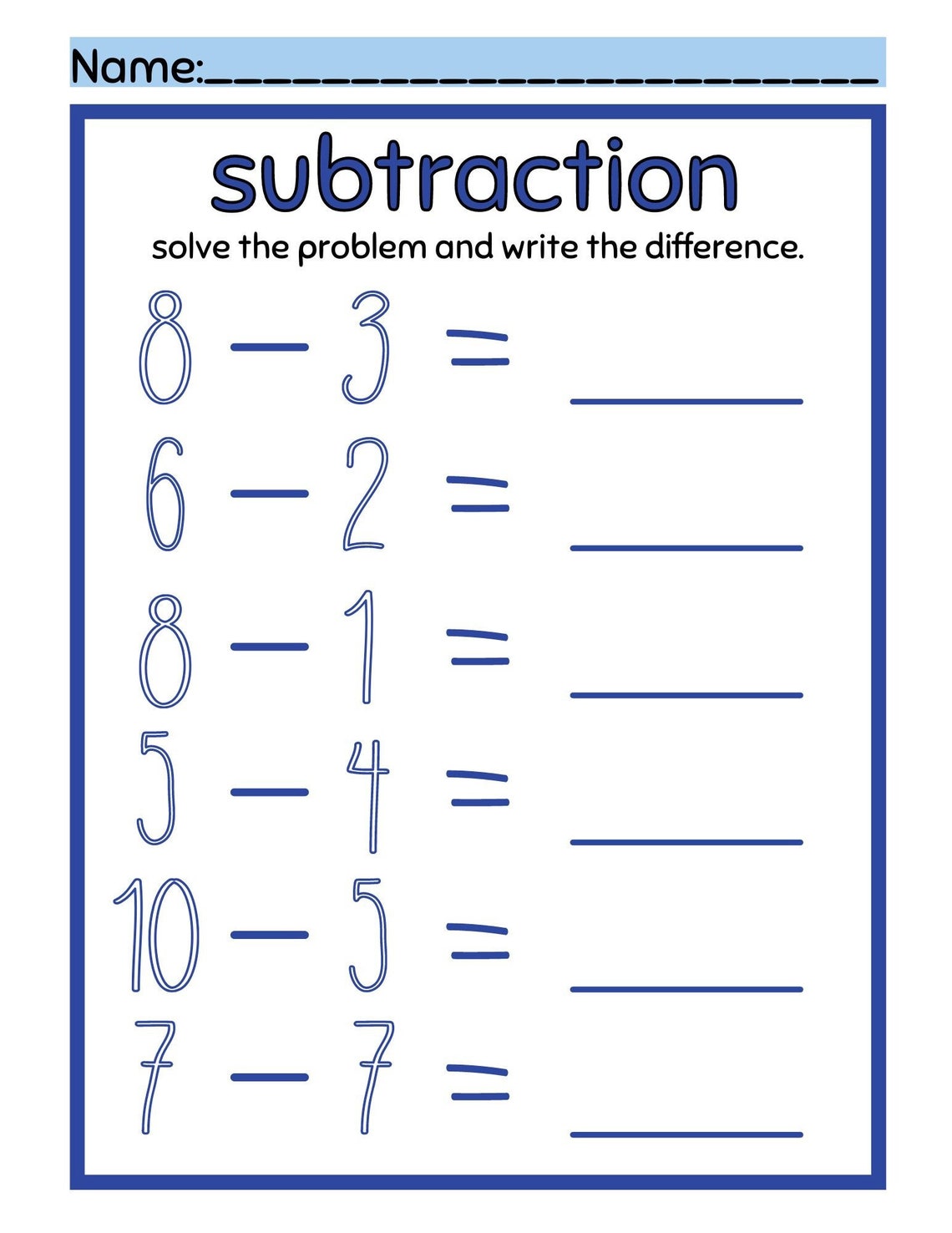 Printable Math Worksheets, Addition and Subtraction Pre-k Education ...