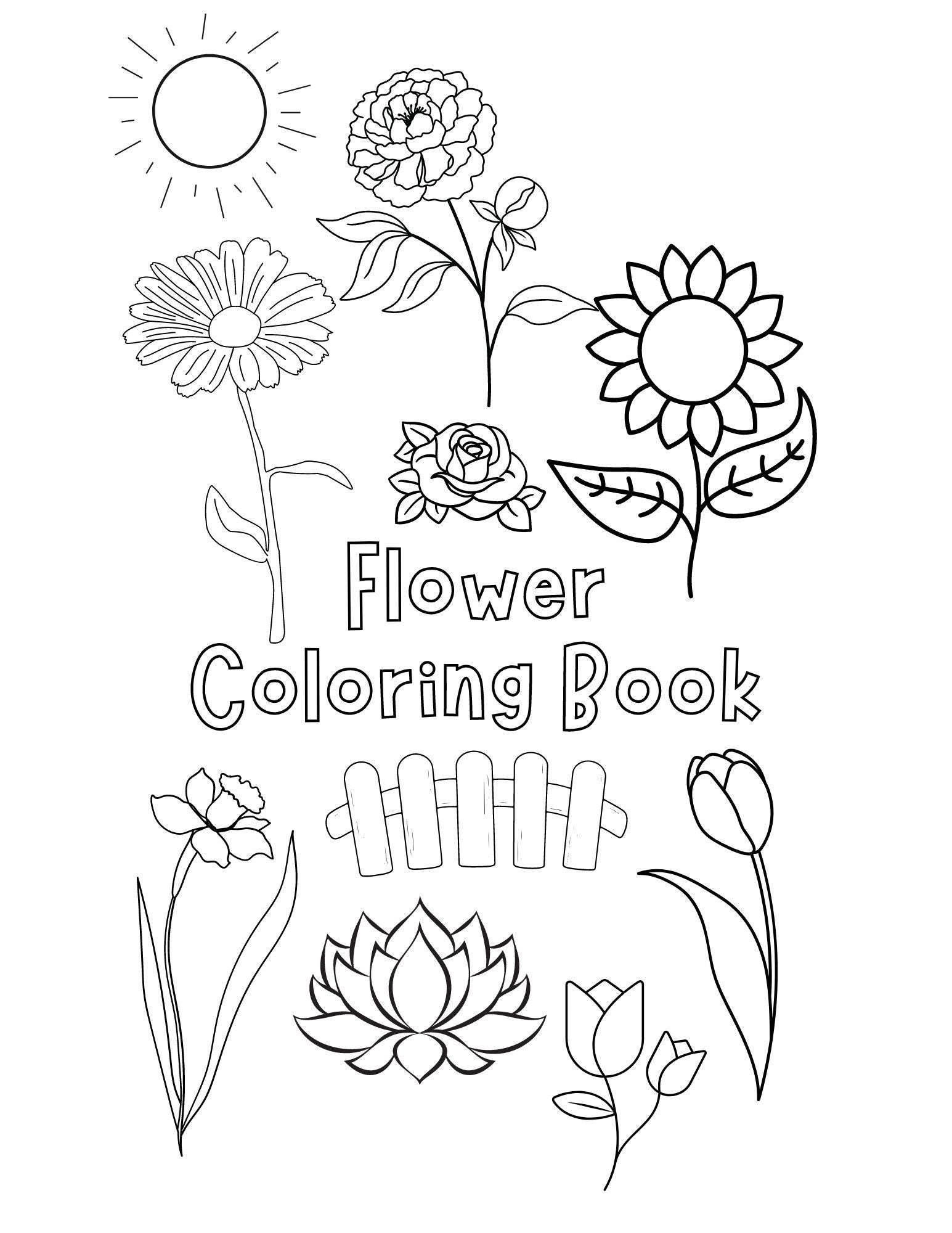 Printable Fun Coloring and Learning Book, Floral Designs With Word ...