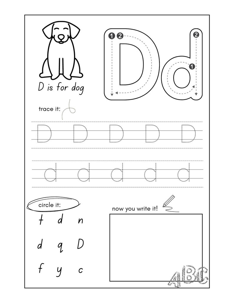 Printable Fun ABC Coloring Writing Practice Exercises for - Etsy