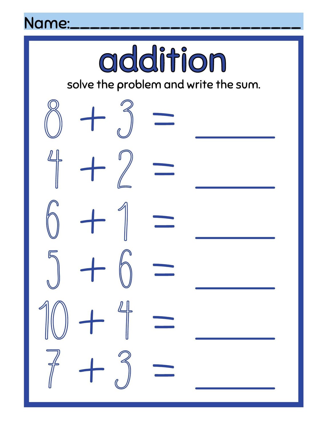 Printable Math Worksheets, Addition and Subtraction Pre-k Education ...