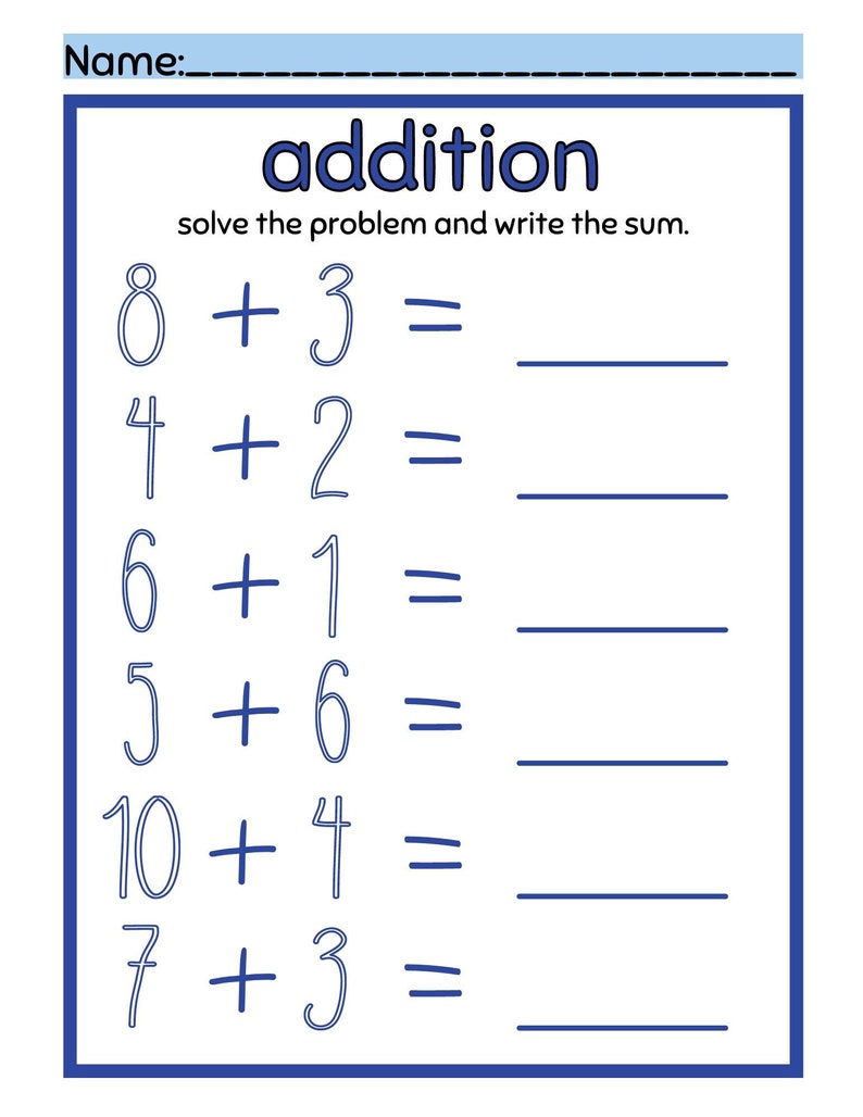 Printable Math Worksheets, Addition and Subtraction Pre-k Education ...