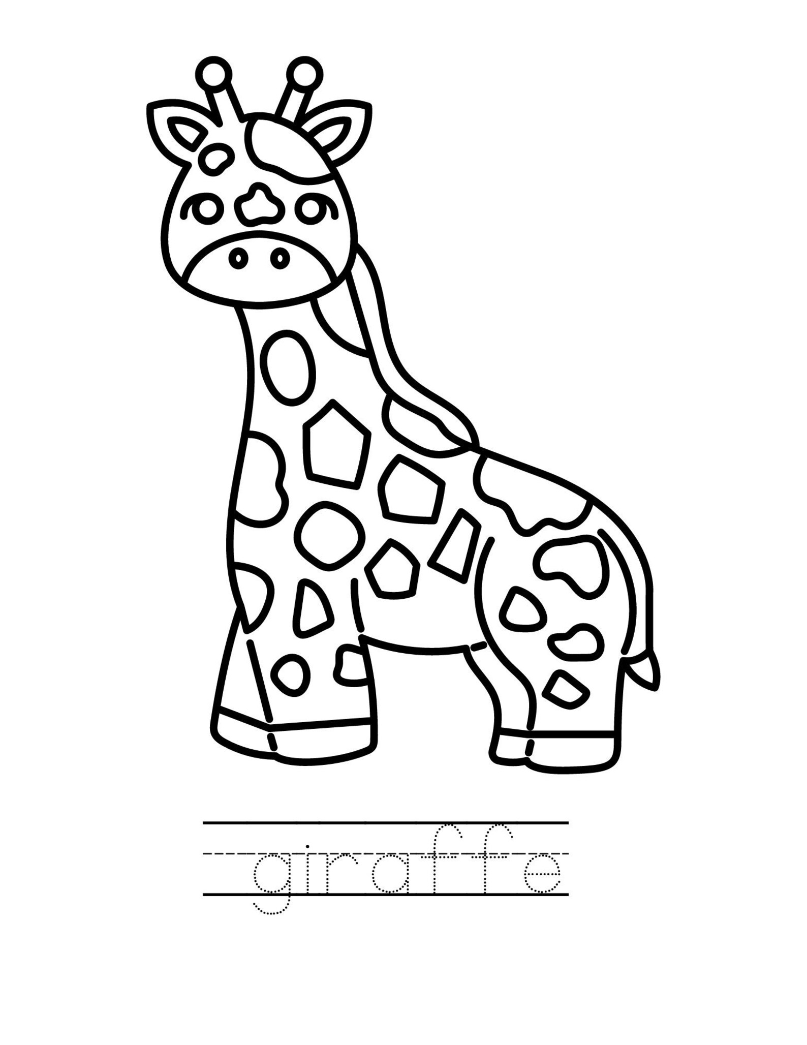 Printable Fun Zoo Animals Coloring Book for Kids With Word Tracing, Pre ...