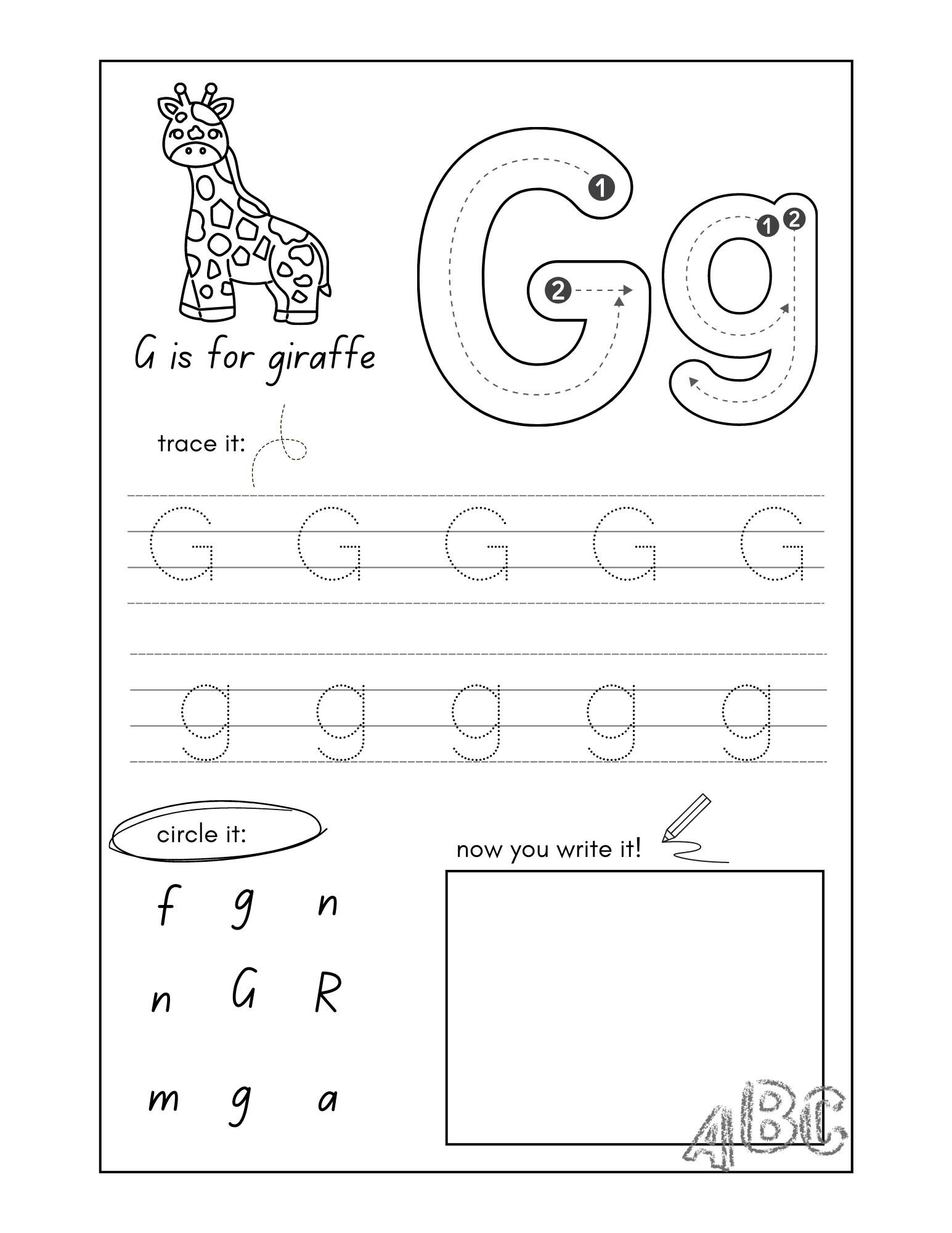 Printable Fun ABC Coloring Writing Practice Exercises for Pre-k ...