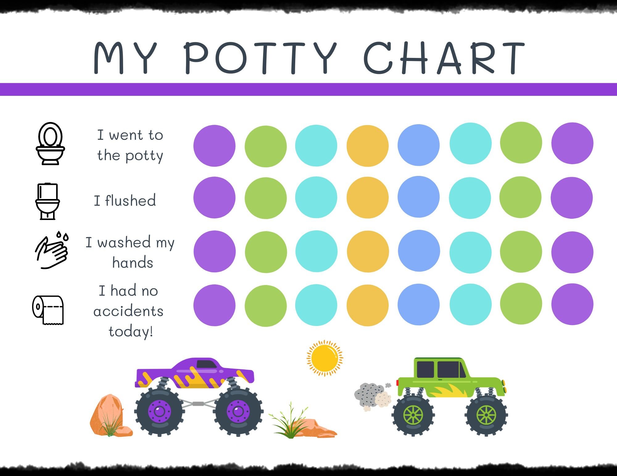 Printable Potty Training Chart, Fun Bathroom Achievement, Positive ...