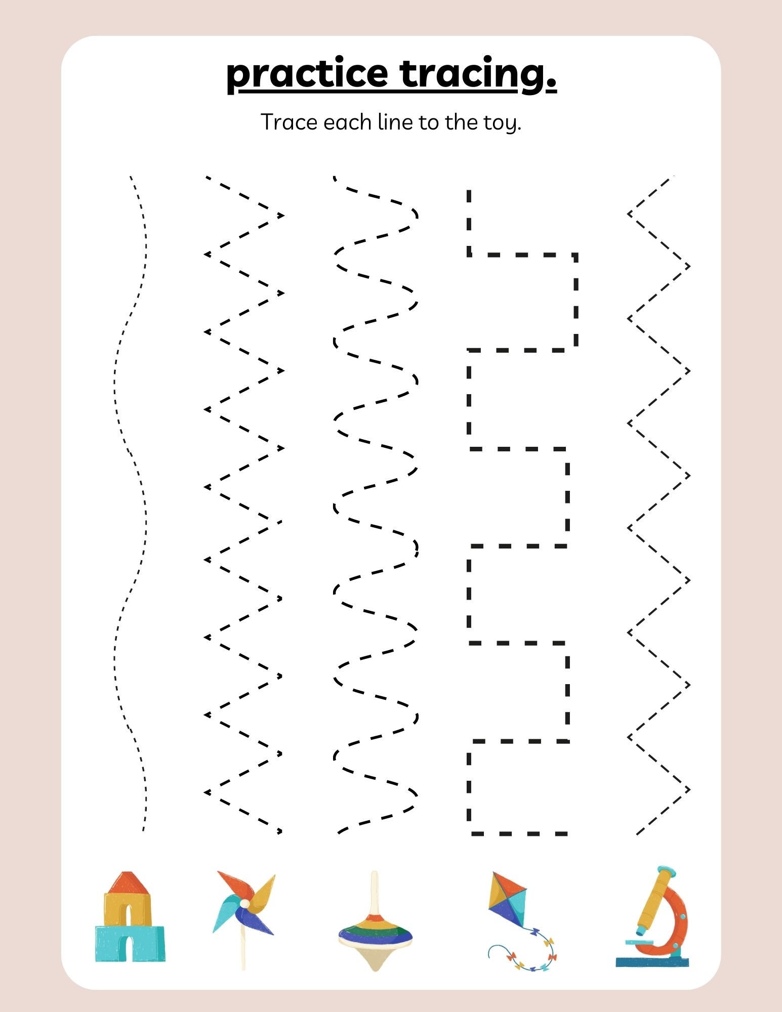 Printable Fun Tracing Writing Practice Exercises for Pre-k Kindergarten ...