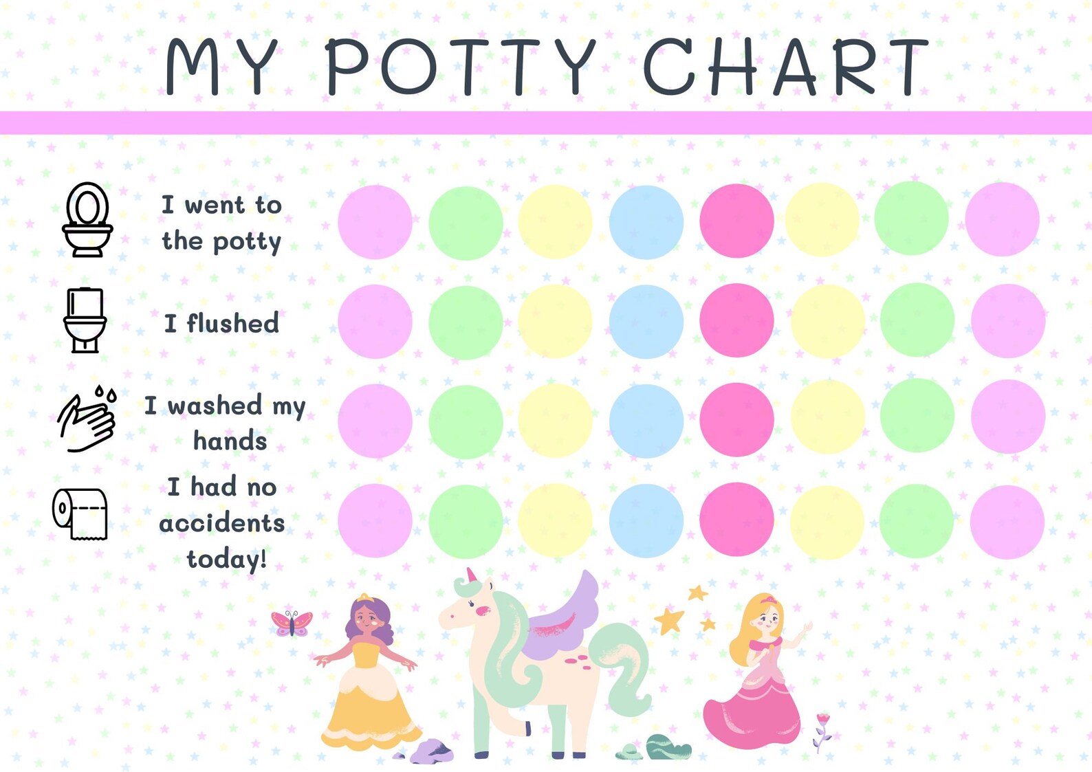 Printable Potty Training Chart, Fun Bathroom Achievement, Positive ...