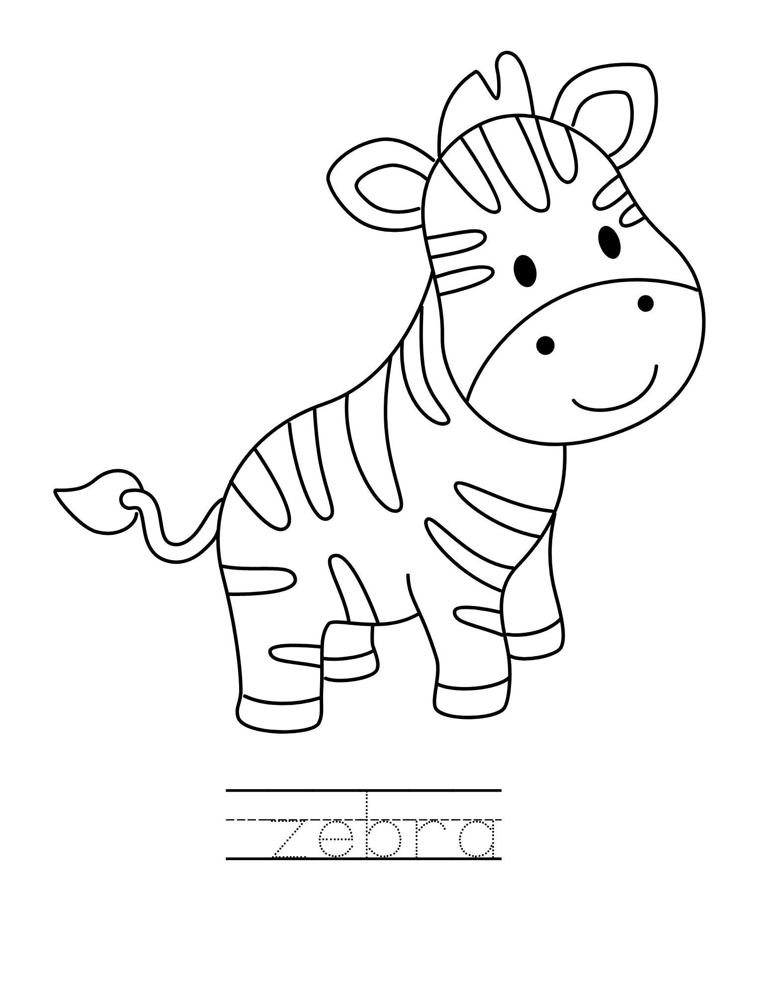 Printable Fun Zoo Animals Coloring Book for Kids With Word Tracing, Pre ...