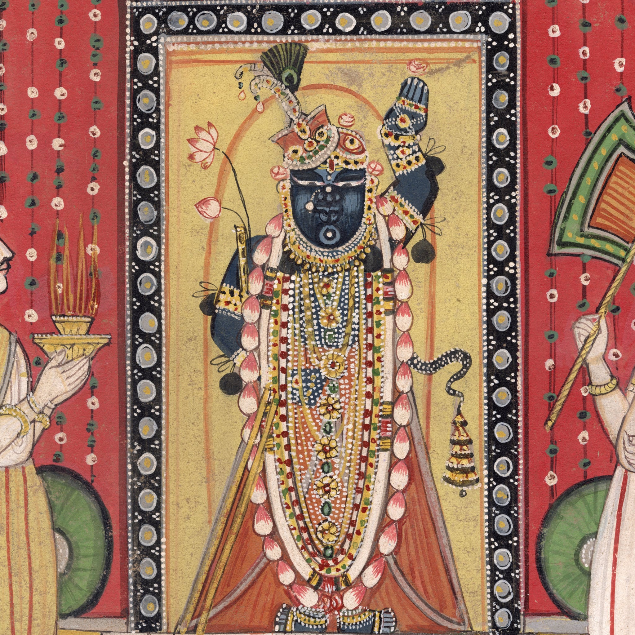 Shreenath Ji Darshan Pichwai Antique Artwork Hand Painted Effect Wall ...