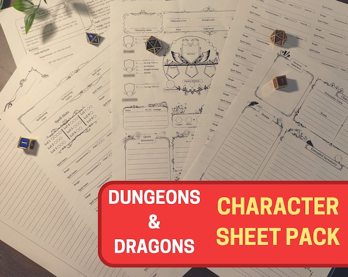 Printable Dnd 5e Character Sheet Pack, PDF Fillable Dnd Character Sheet ...