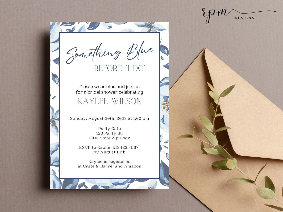 Something Blue Bridal Shower Invitation | Something Blue Before I Do ...