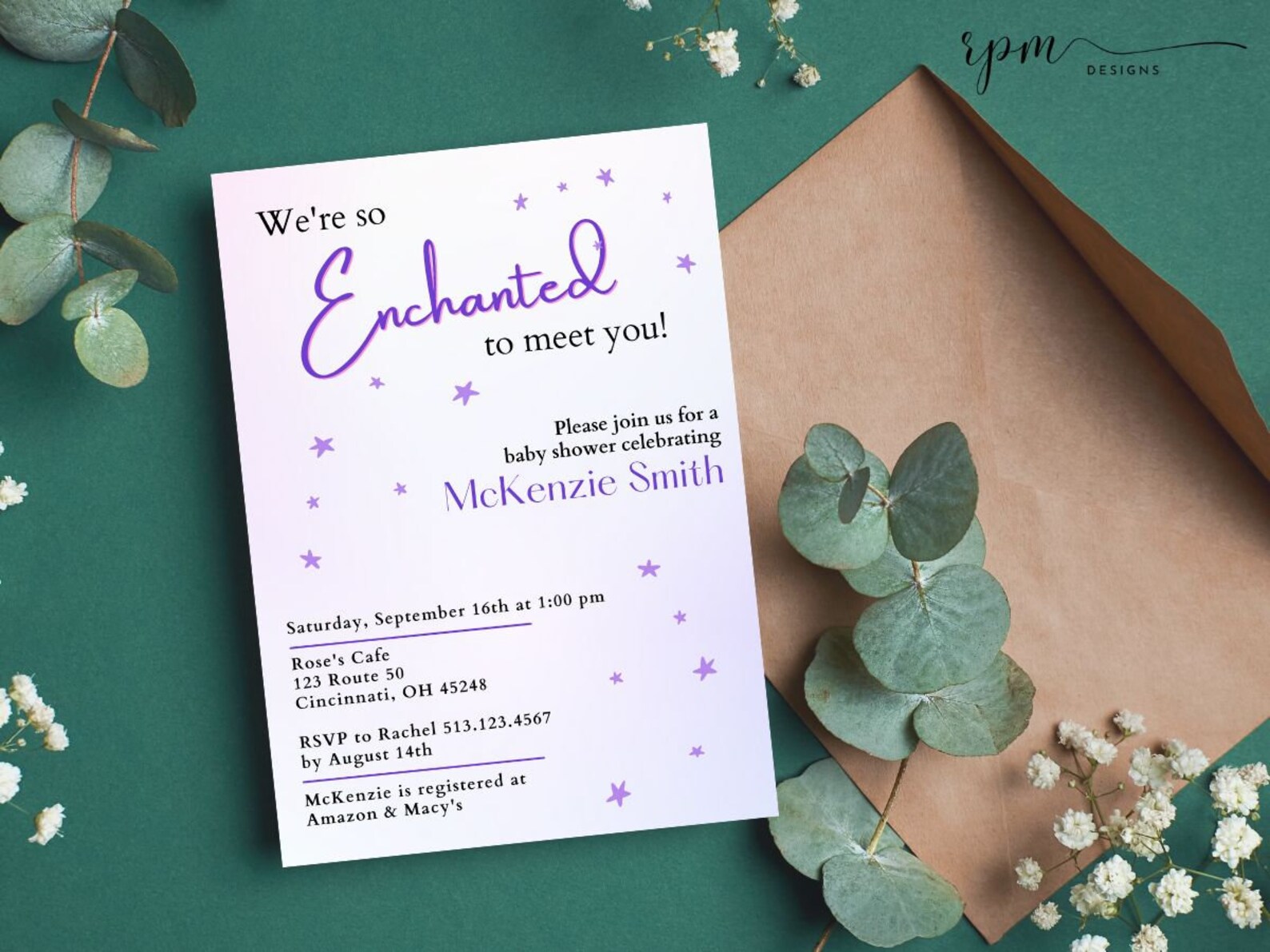 Enchanted Baby Shower Invitation | Canva Template Baby Shower ...