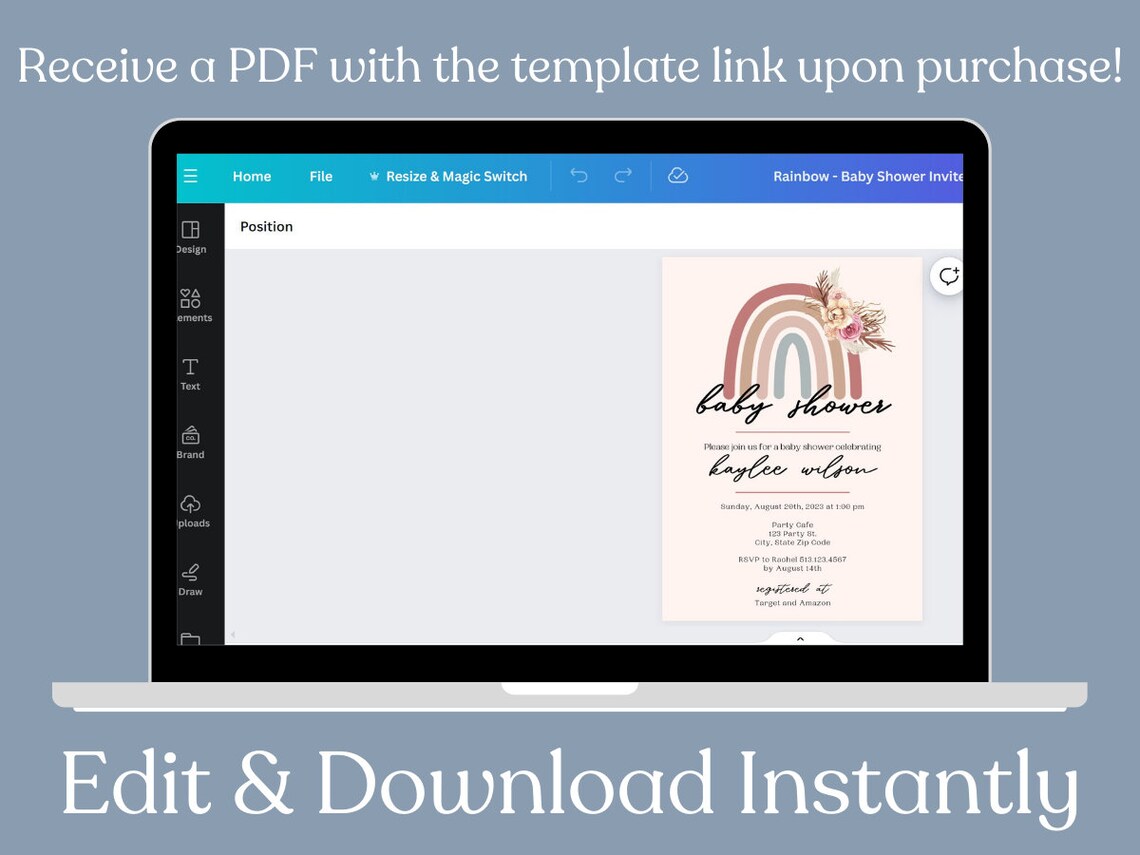 Boho Rainbow Baby Shower Invitation Bundle | Rainbow Baby Shower ...