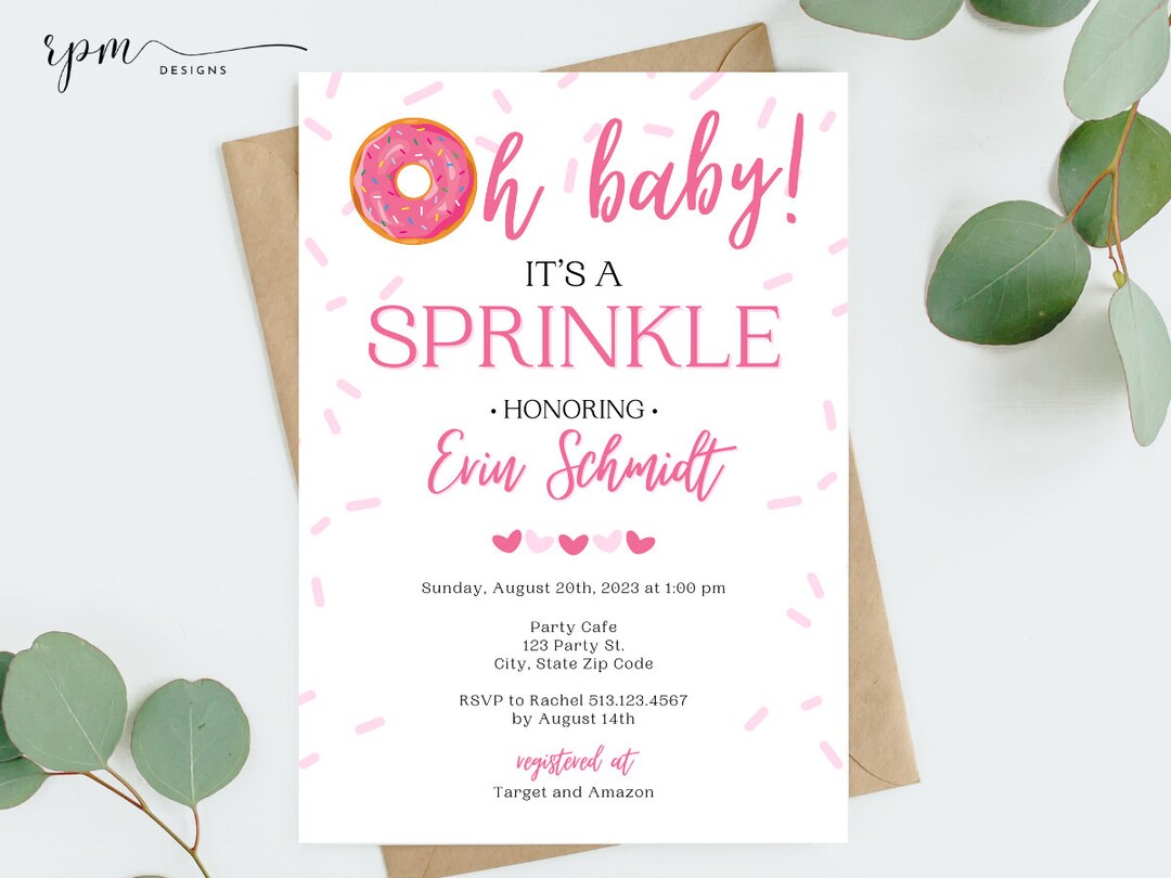 Sprinkle Baby Shower Invitation | Baby Girl Sprinkle Invitation ...
