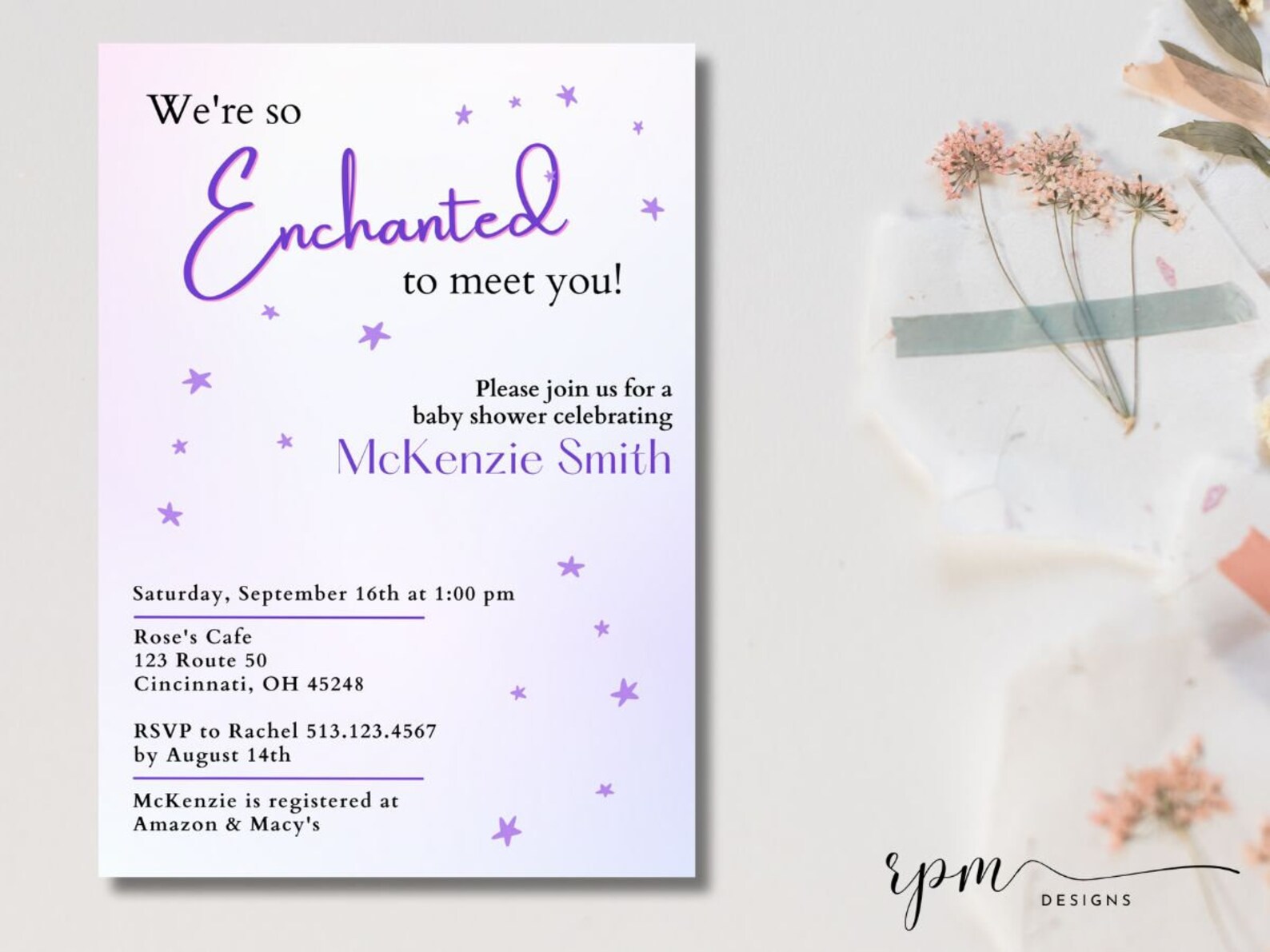 Enchanted Baby Shower Invitation | Canva Template Baby Shower ...