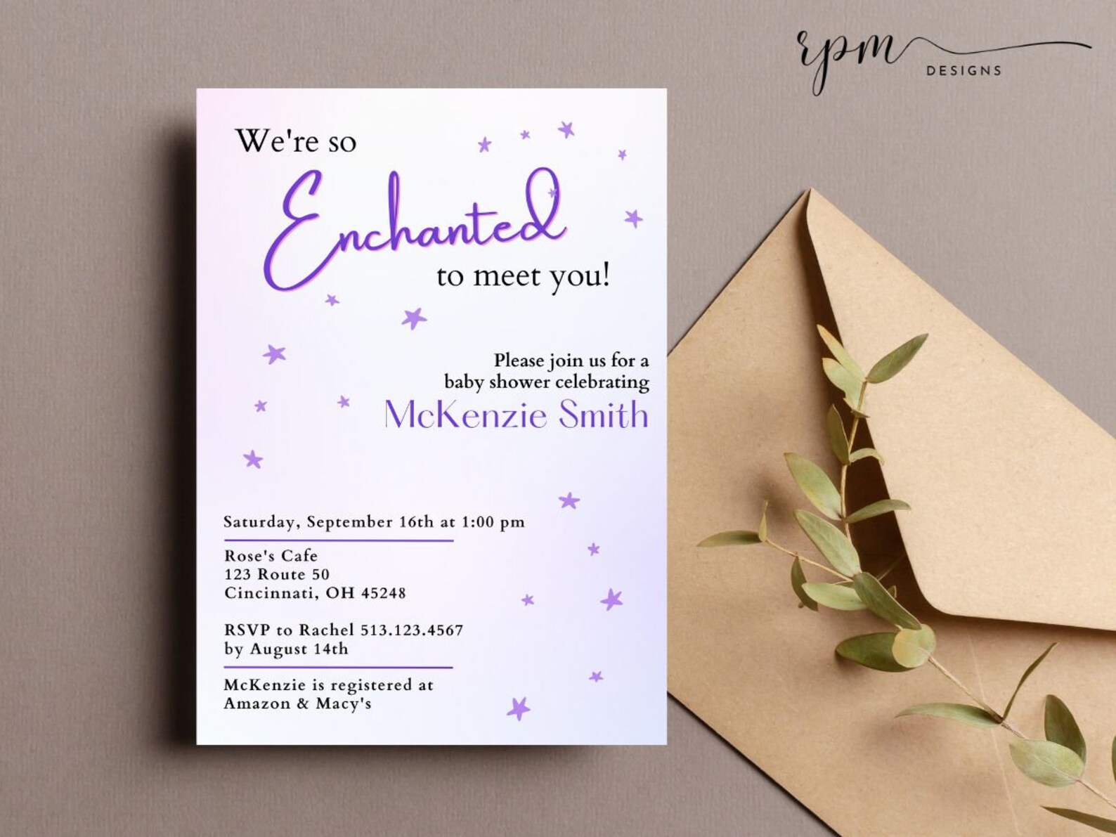 Enchanted Baby Shower Invitation | Canva Template Baby Shower ...