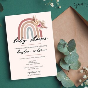 Boho Rainbow Baby Shower Invitation Bundle | Rainbow Baby Shower ...