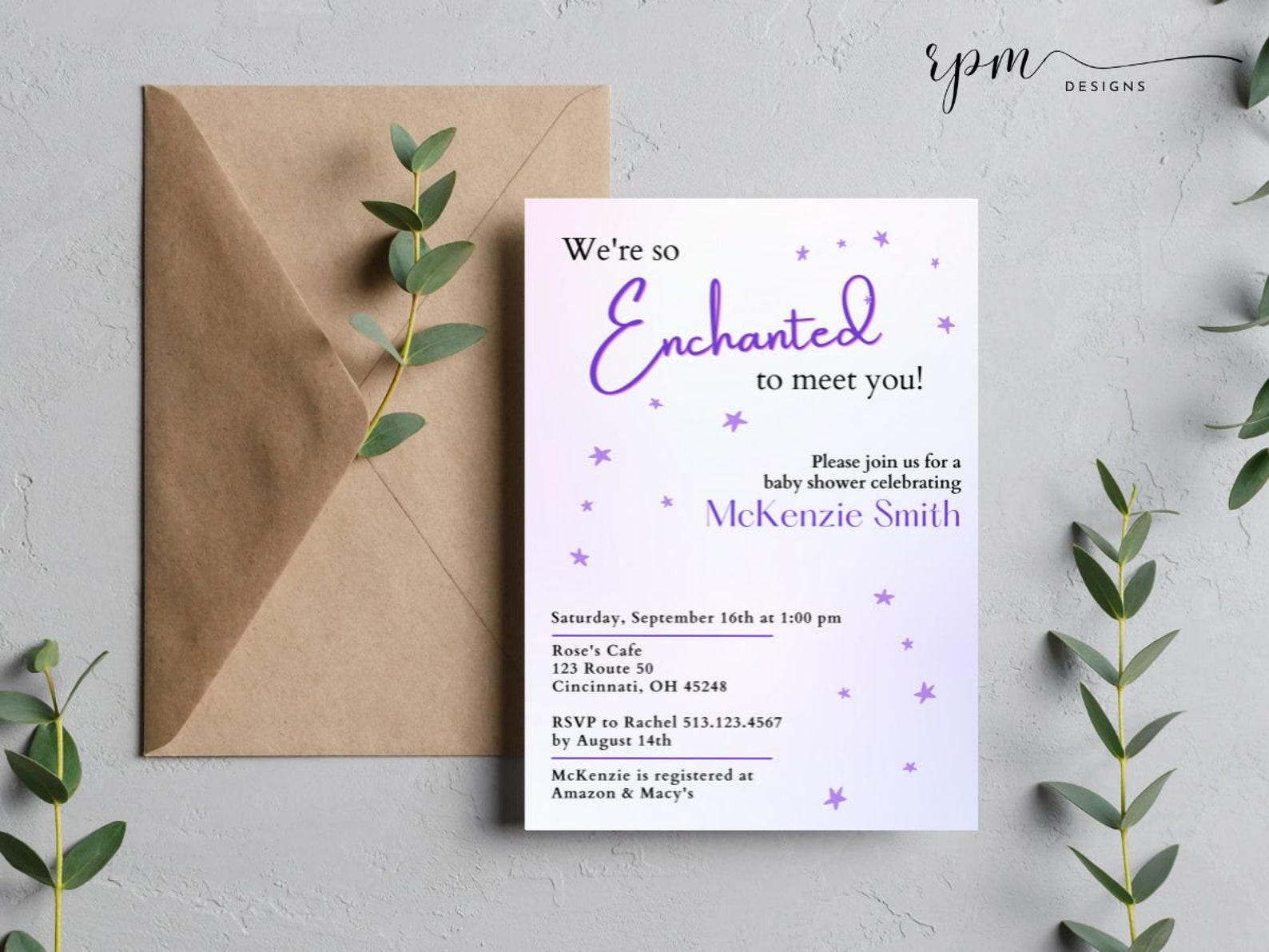 Enchanted Baby Shower Invitation | Canva Template Baby Shower ...