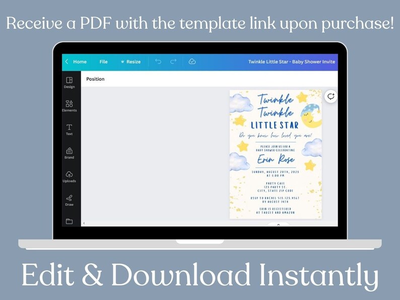 Twinkle Twinkle Little Star Baby Shower Invitation | Baby Shower ...