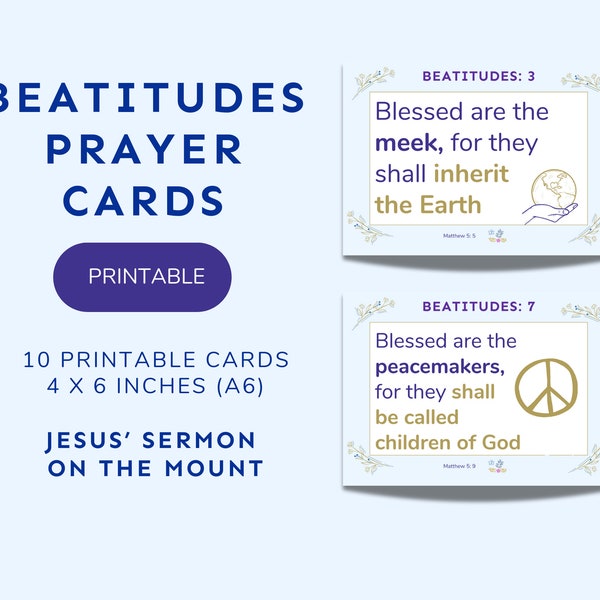 The Beatitudes Prayer Cards - Etsy