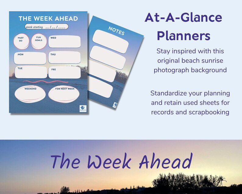Weekly Planner: Printable and Fillable With Beach Sunrise Theme - Etsy