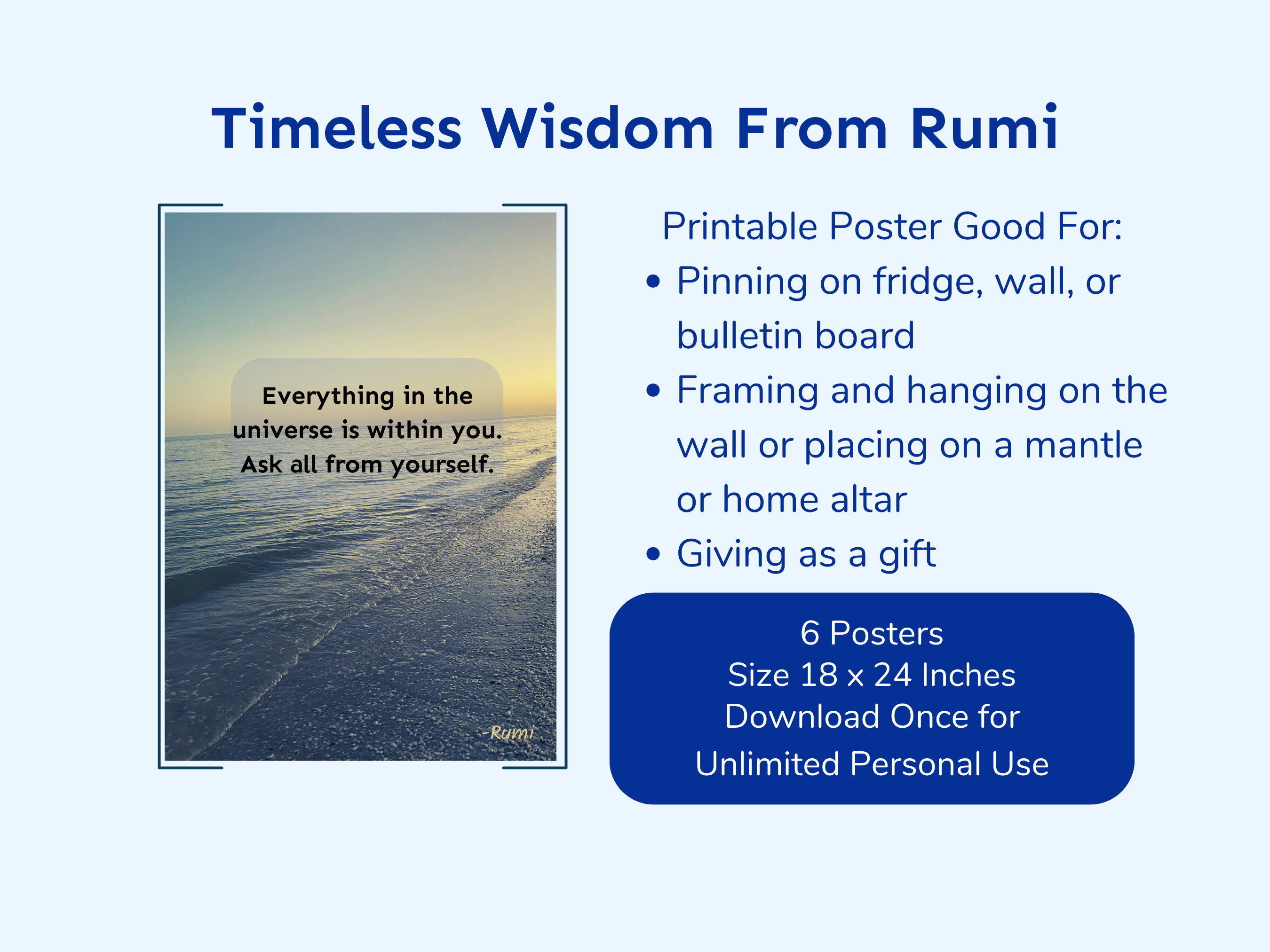 Printable Rumi Posters | 11 X 17 | Inspiration for Self - Hope ...