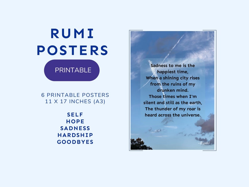 Printable Rumi Posters | 11 X 17 | Inspiration for Self - Hope ...
