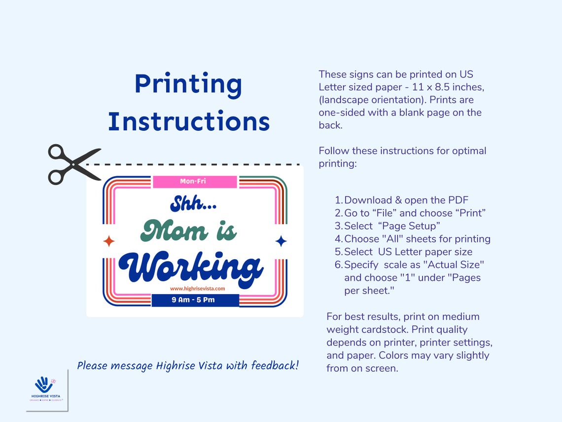 Working Mom Printable Signs | 11 X 8.5 Inches | Do Not Disturb | Call ...