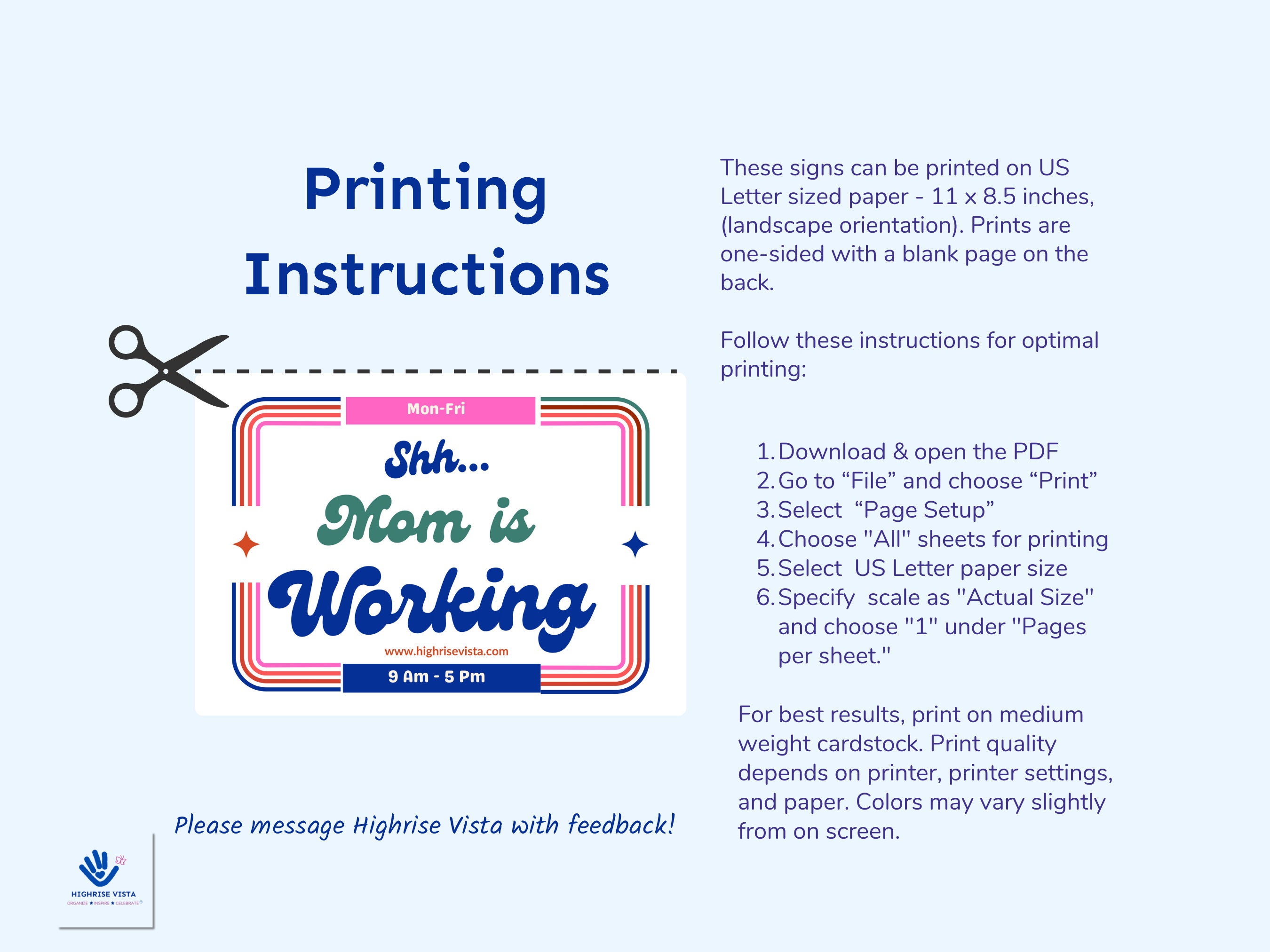 Working Mom Printable Signs | 11 X 8.5 Inches | Do Not Disturb | Call ...