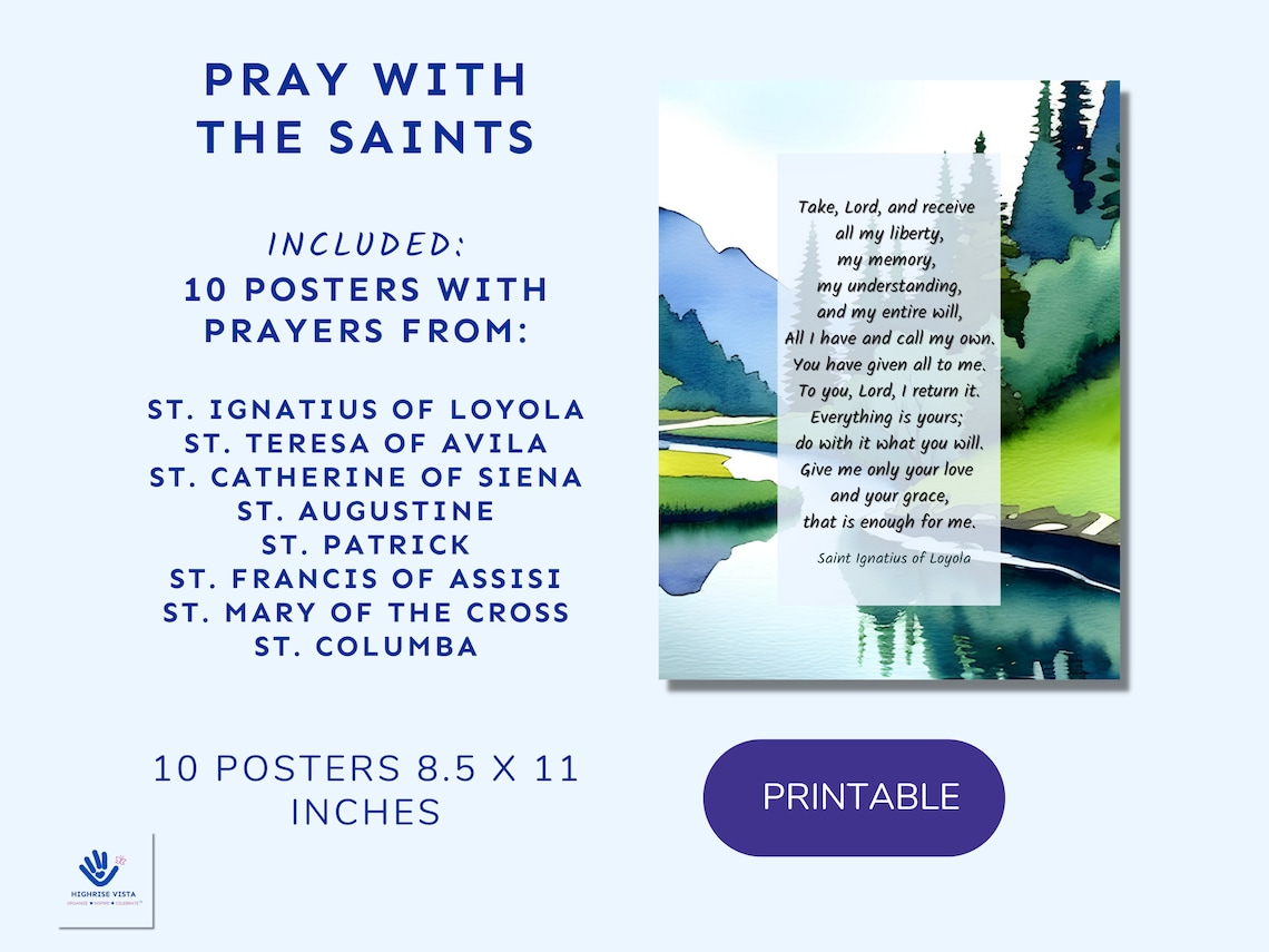 Catholic Saints Prayer Posters | Printable | US Letter 8.5 X 11 Inches ...