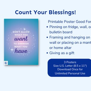 Printable Gratitude Poster | US Letter Size | What You Want Vs. What ...