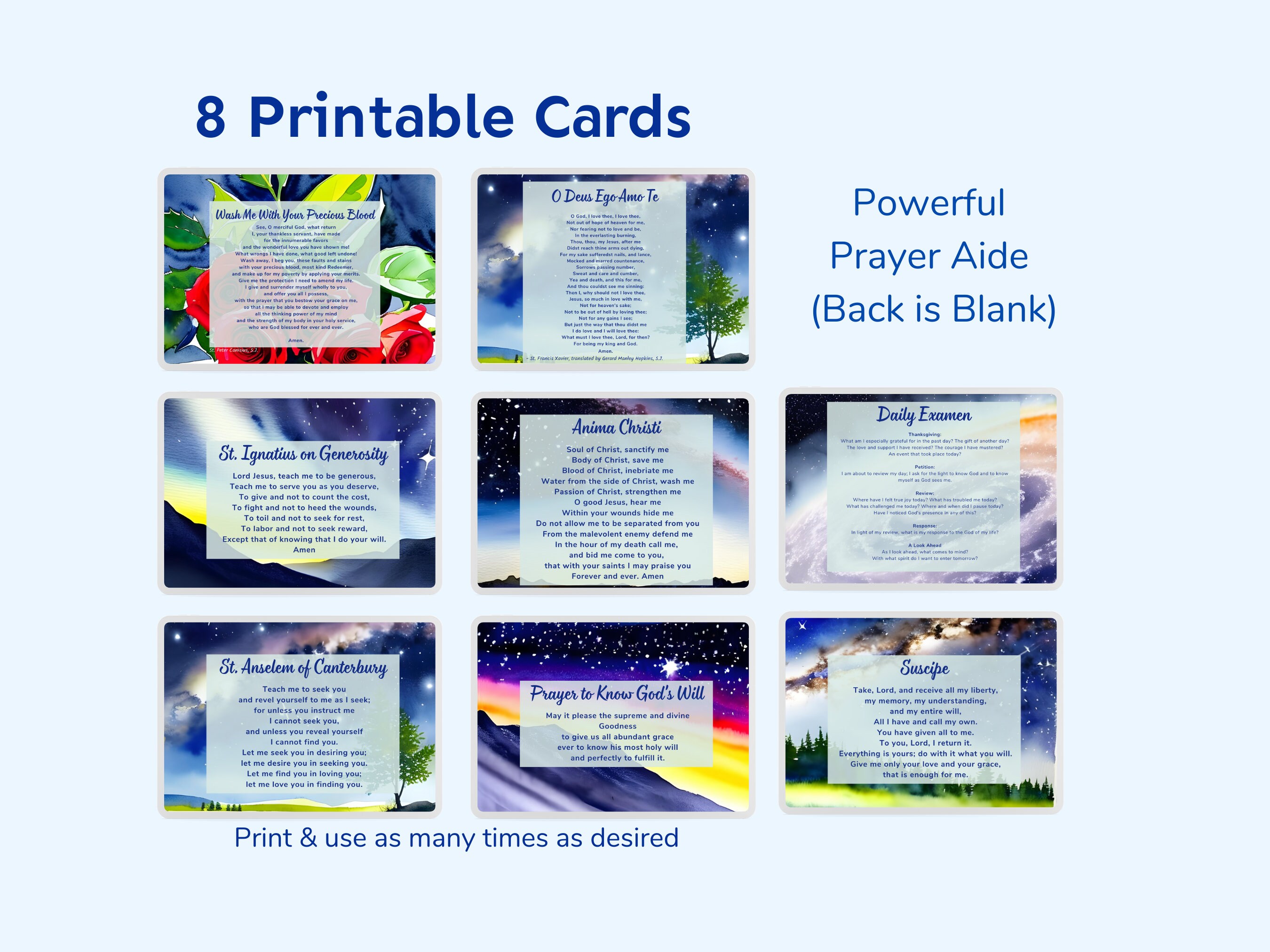 Jesuit Prayer Cards | Printable | 4 X 6 “| Catholic Prayers | Suscipe ...