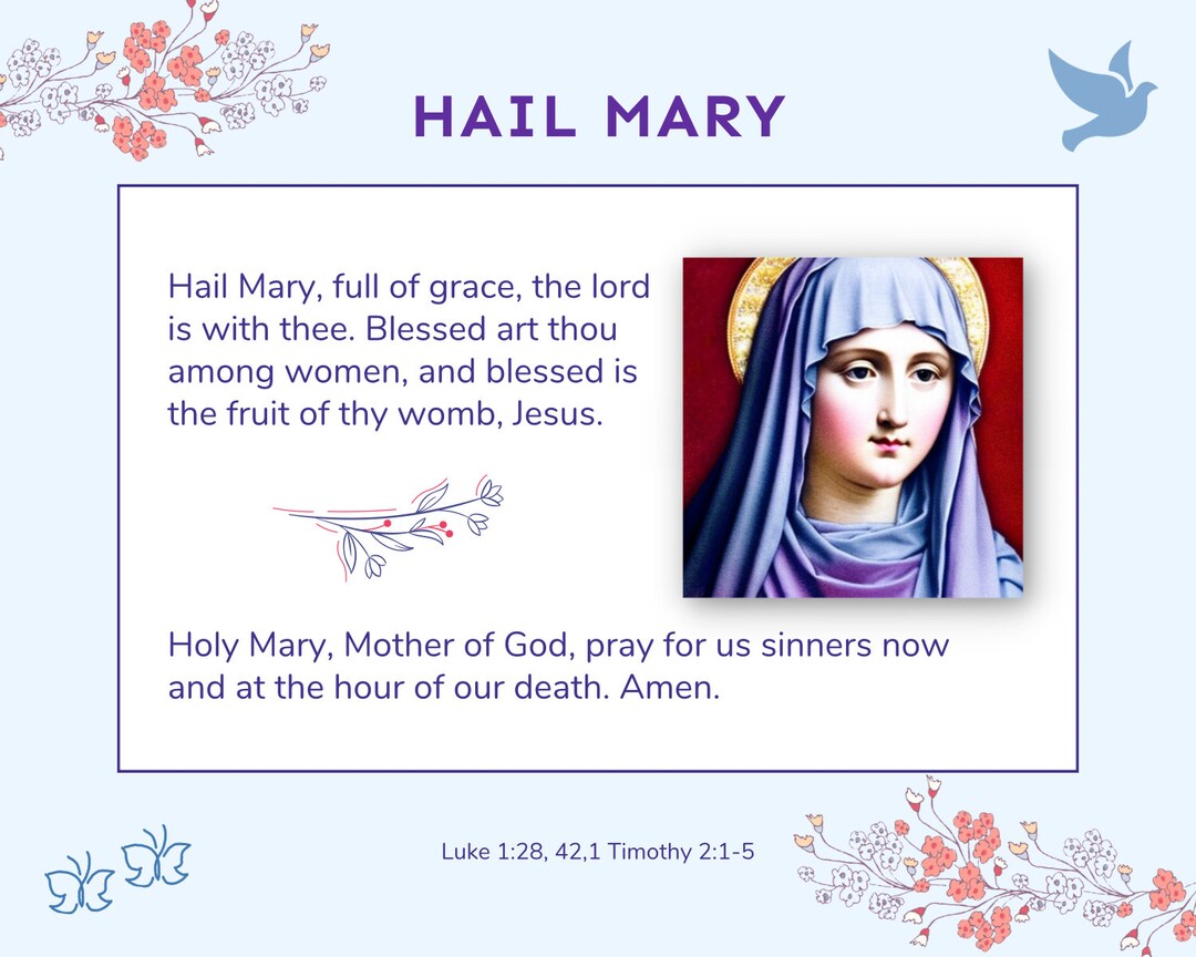 Catholic Prayer Cards Printable Set | Hail Mary, Our Father and More ...