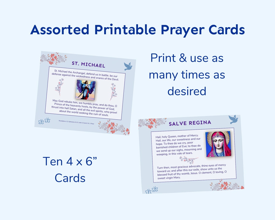 Prayer Cards Printable 4 X 6 Catholic Prayers Our Father, Hail Mary, Glory Be, Apostles Creed ...