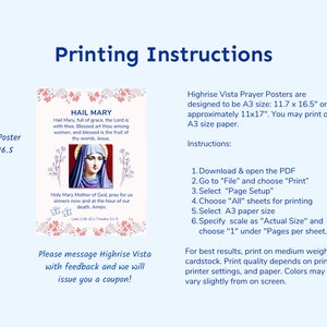 Hail Mary Prayer Poster | Printable | A3 11.7 X 16.5 | Catholic Prayers ...